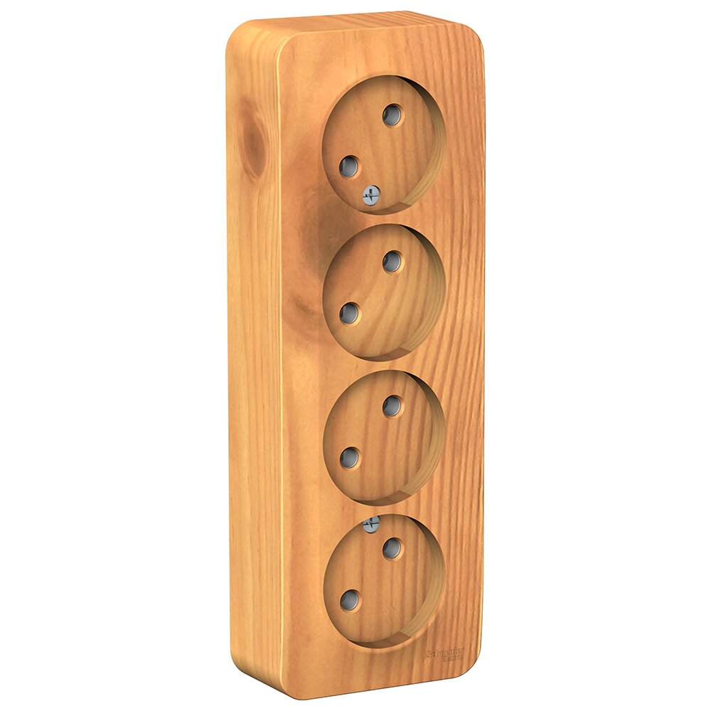 Розетка четырехместная Schneider Electric Бланка без заземления ясень