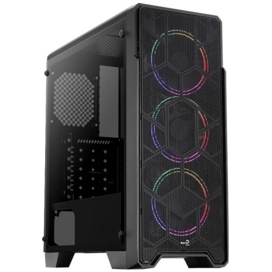 Корпус AeroCool Ore Saturn FRGB-G-BK-v1 (EN54179) ATX, Midi-Tower, без БП, с окном, подсветка, 2xUSB 2.0, USB 3.0, Audio