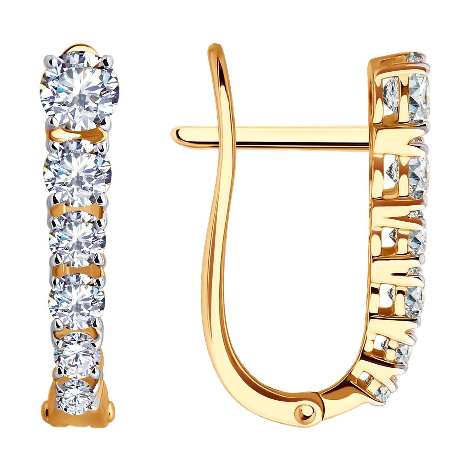 Серьги, красное золото, 585 проба, фианит