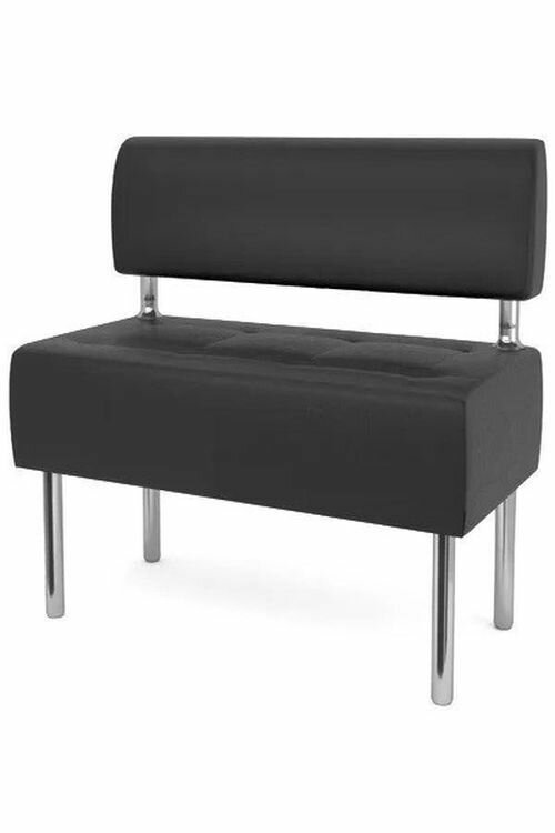 Диван прямой для дома и офиса Сантьяго без боковин 120x58х80 черная экокожа