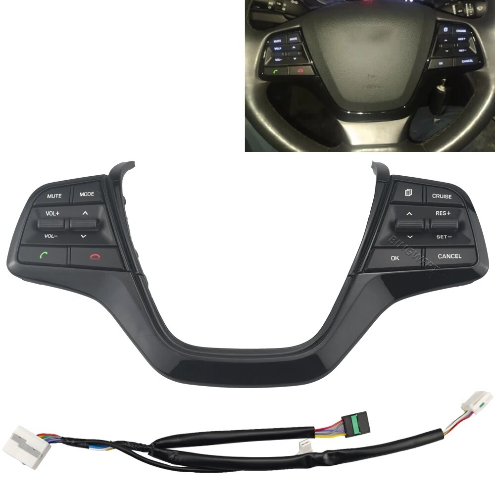 Новые серебристые/пиано-черные кнопки круиз-контроля на рулевом колесе для Hyundai Solaris 2016-2022 1,6 л, автомобильные аксессуары Piano Black set