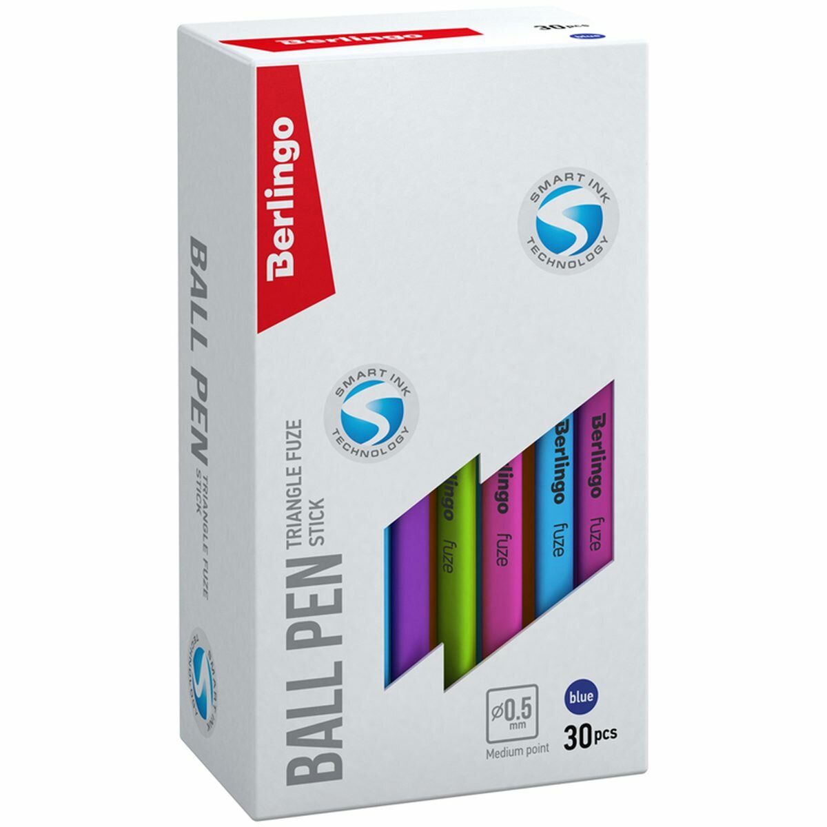 Ручка шариковая Berlingo Triangle Fuze Stick (0.3мм, синяя, корпус цветной) (CBp_05218), 30шт.