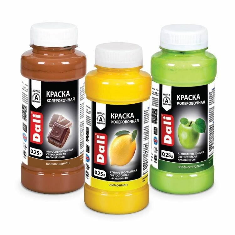 Краска акриловая, колеровочная Dali (0,25л) желтый