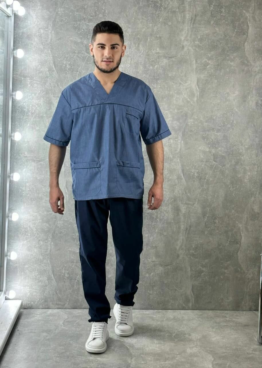 Медицинский костюм Хирург SPECMED-ODEGDA, тиси, хлопок/полиэстер, унисекс, синий