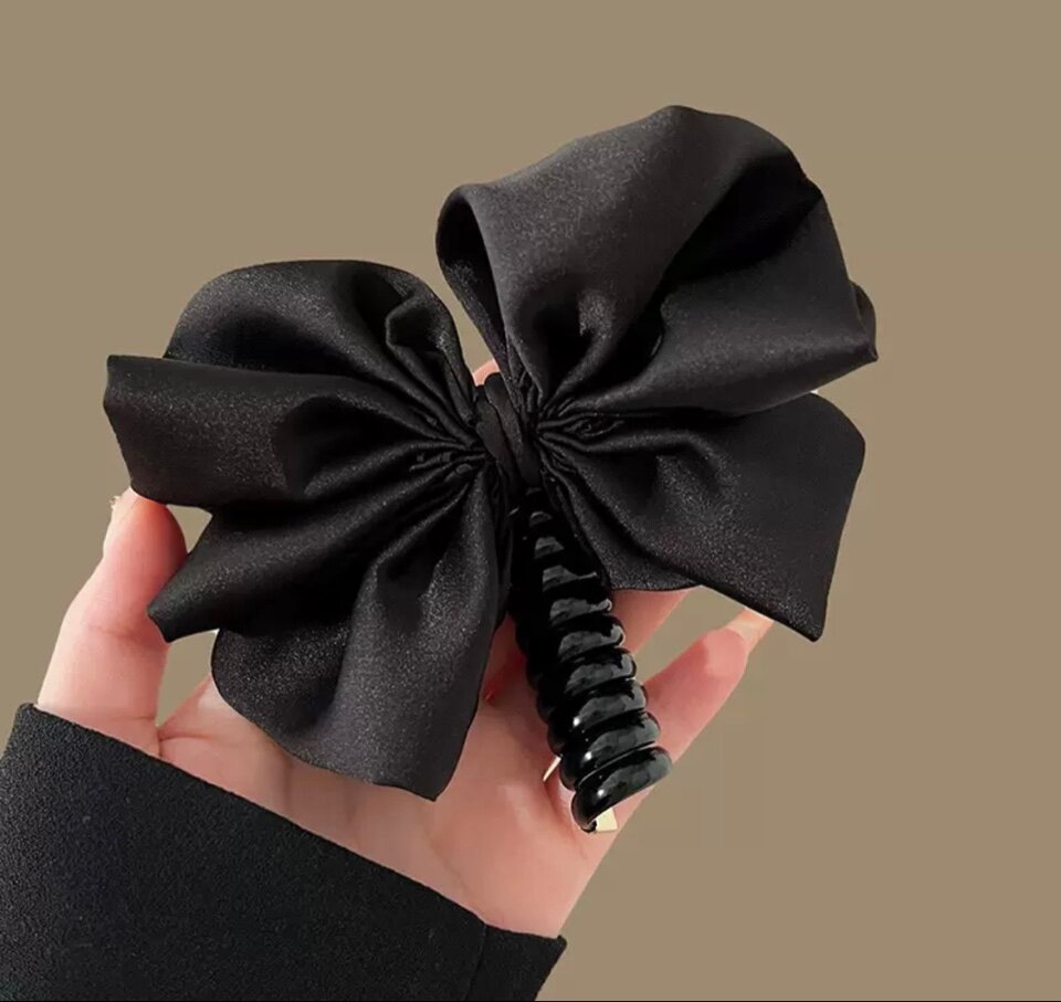 Резинка пружинка бант черный