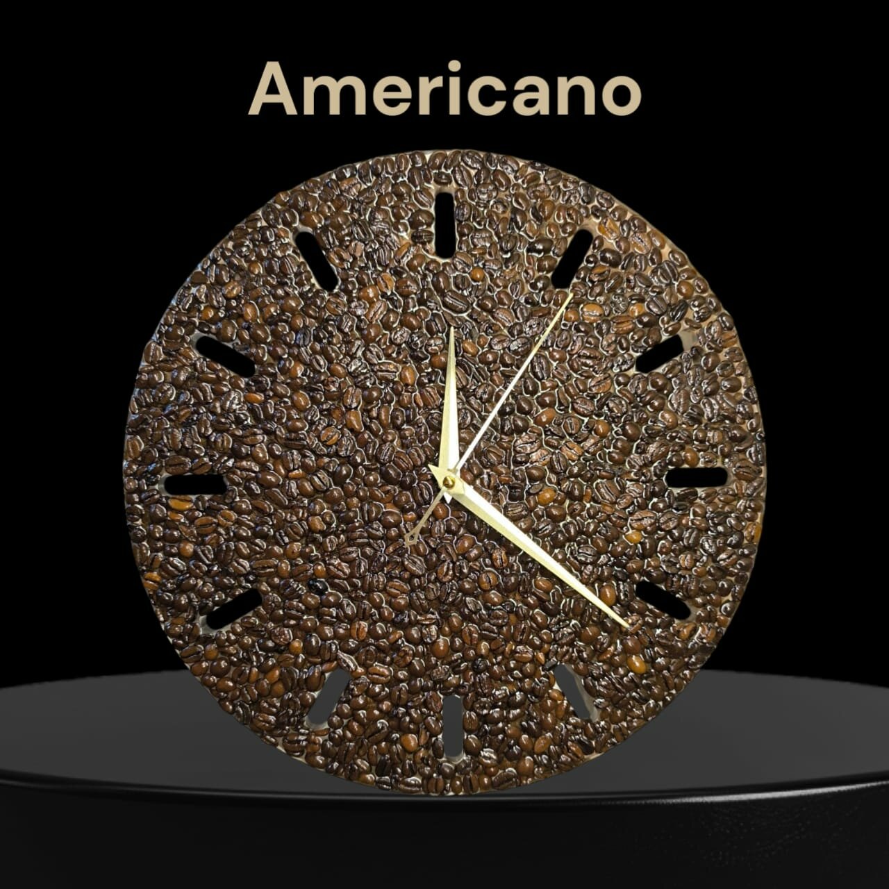 Часы настенные "Американо" из эпоксидной смолы, диаметром 30 см, в авторском стиле от LiYArt