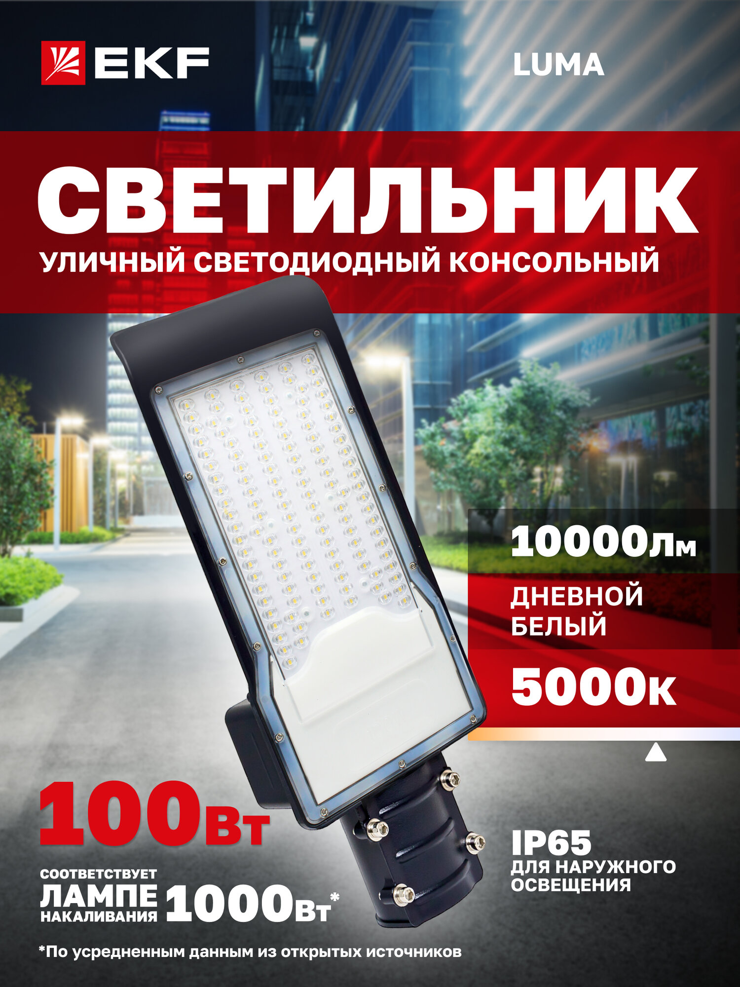 Светильник уличный светодиодный консольный EKF ДКУ-9003-Ш 100Вт 5000К IP65
