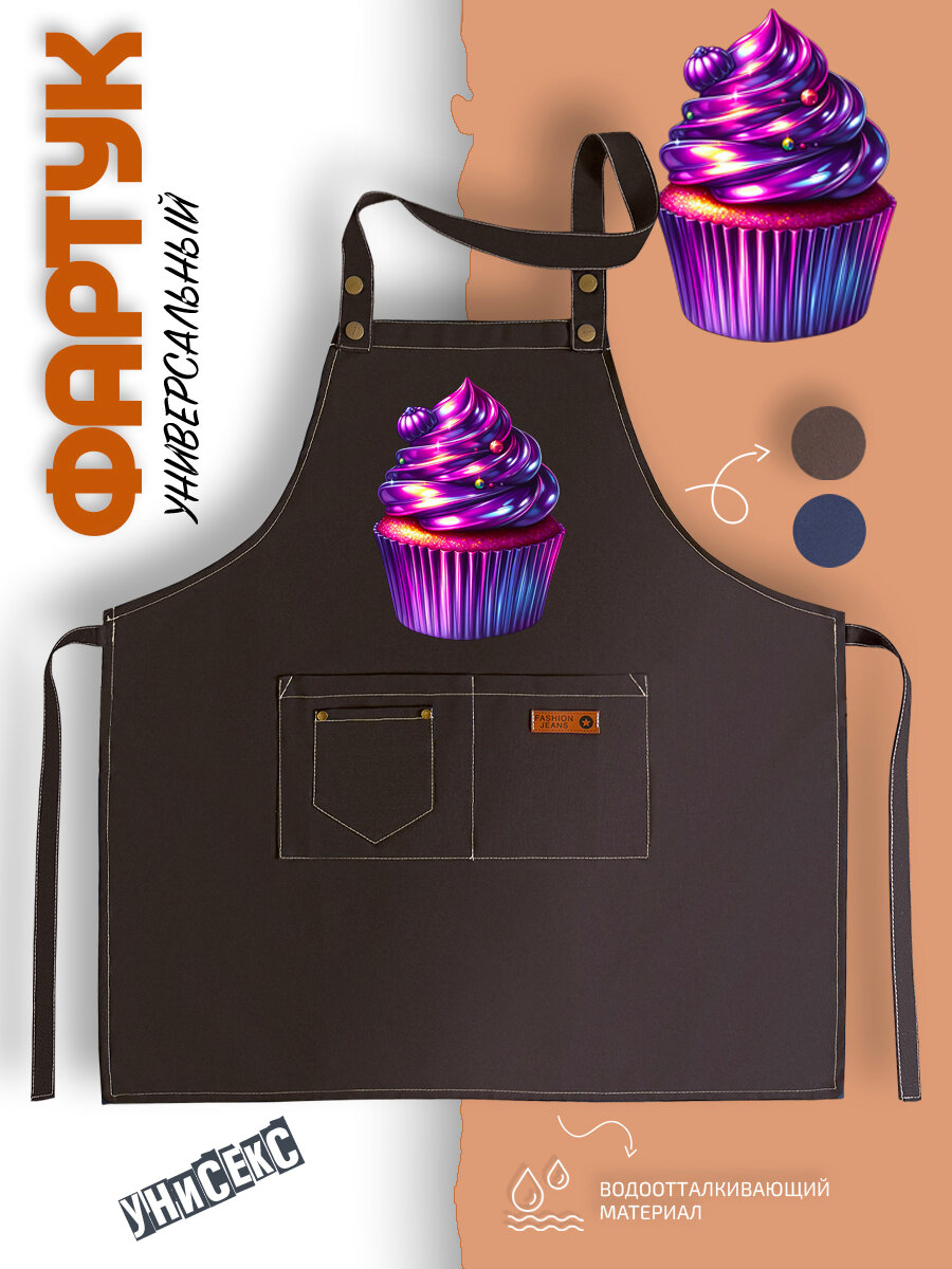 Фартук кухонный с кексом уневерсальный с принтом поварской для кухни