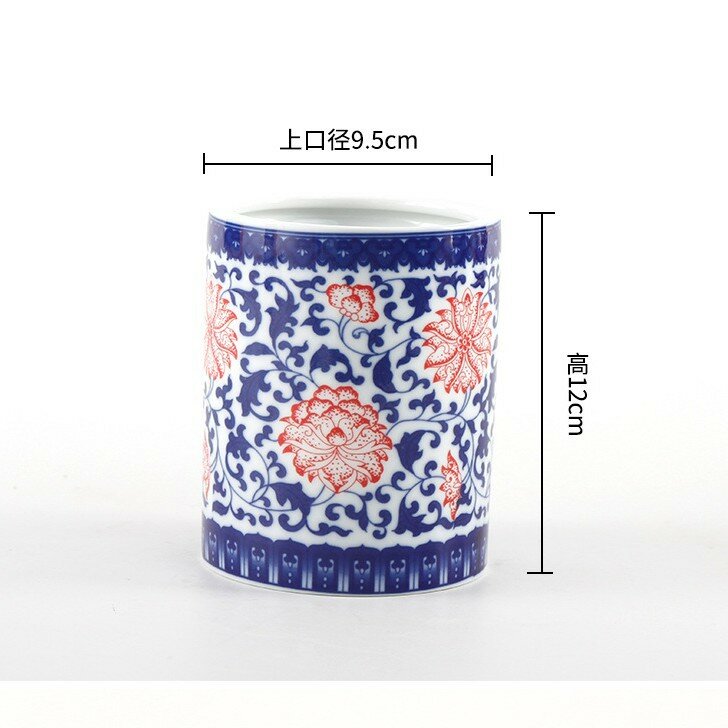 Керамический орнаментный держатель для ручек из Цзиндэчжэня, кабинет, четыре сокровища учёбы, сине-белый переплетённый лотос, держатель для кистей, домашнее офисное украшение