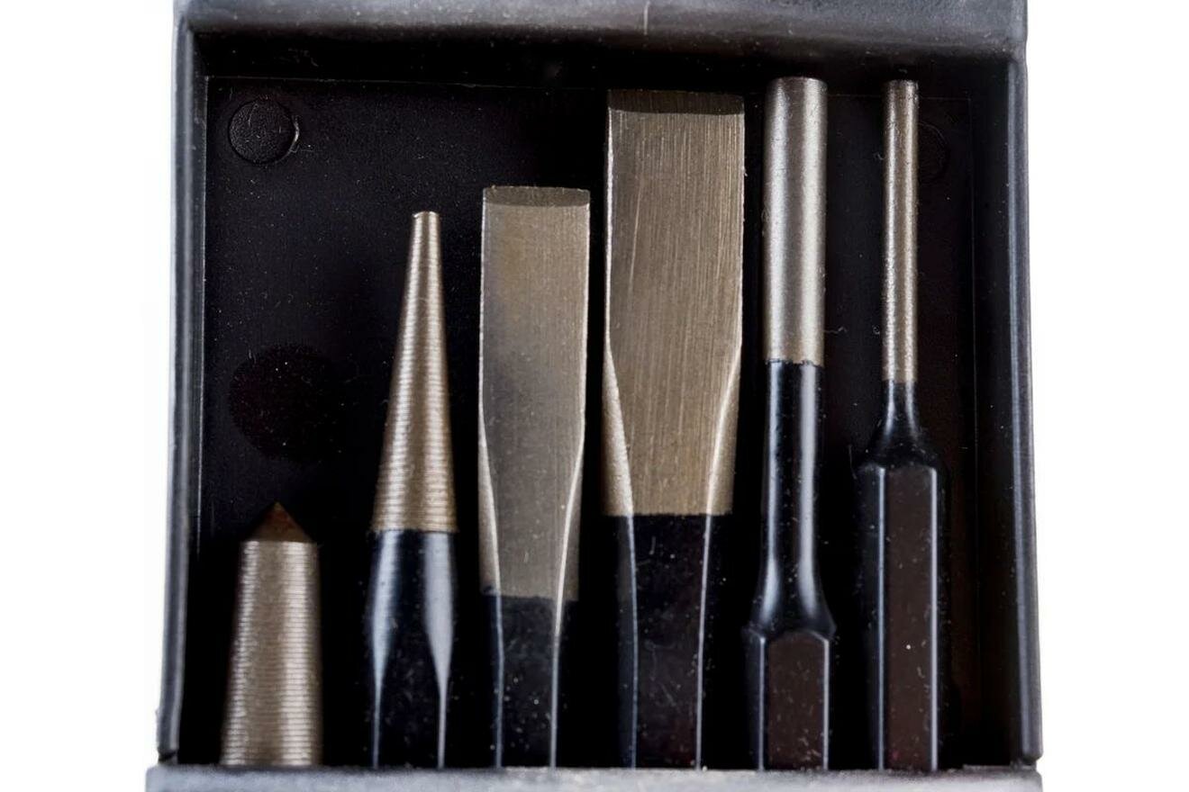 Выколотки, зубила, керны, набор 6 штук, двинз