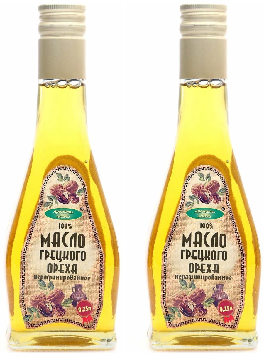 Масло грецкого ореха холодного отжима пищевое для салатов Ароматы жизни 2шт по 250мл