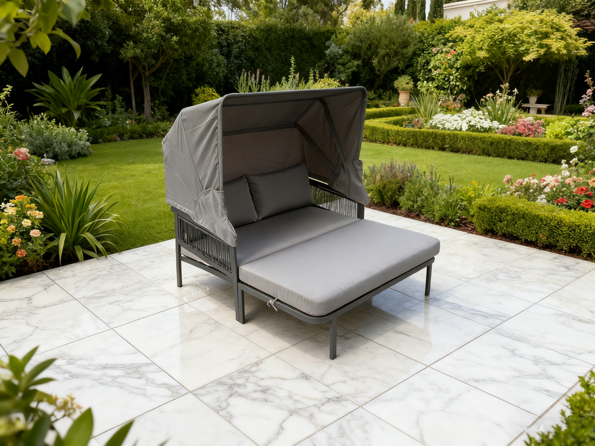 Шезлонг-трансформер Full Comfort - BOSTON 144х100х82/155 см (из прямоугольной кровати в диван с подставкой) серый