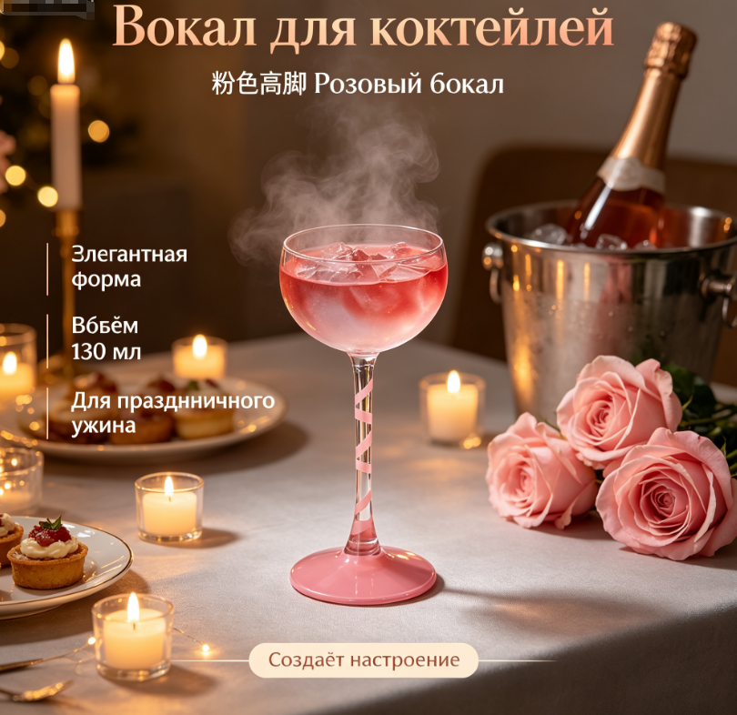 Стеклянный бокал с закрученной ножкой, винтажный дизайн для бара и домашних ужинов, идеально для фото в стиле