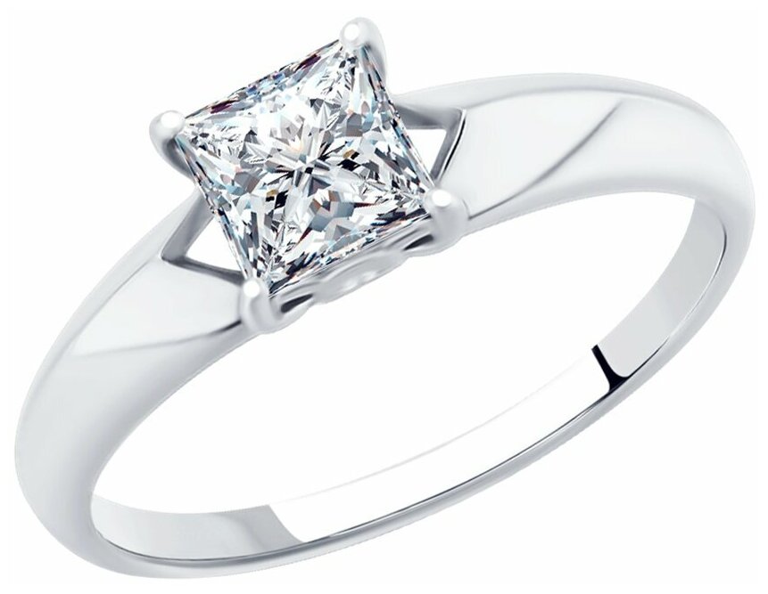 Кольцо, серебро, 925 проба, родирование, фианит