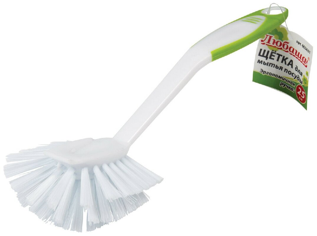 Щетка для мытья посуды любаша, 25 см, пластик, ручка с ПВХ-покрытием, 603631