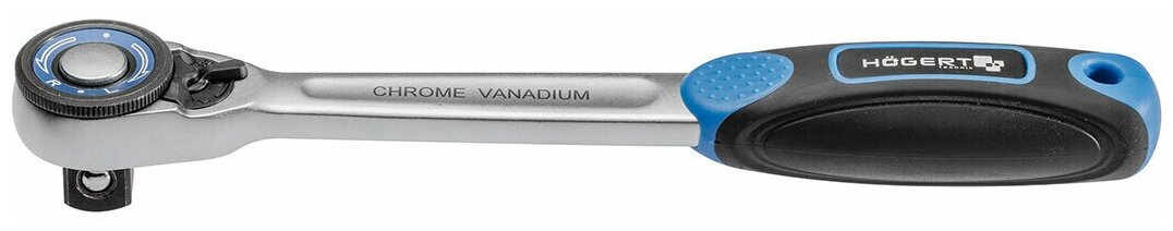 HOEGERT Трещотка прямая с кнопкой 1/4", 72 зубца