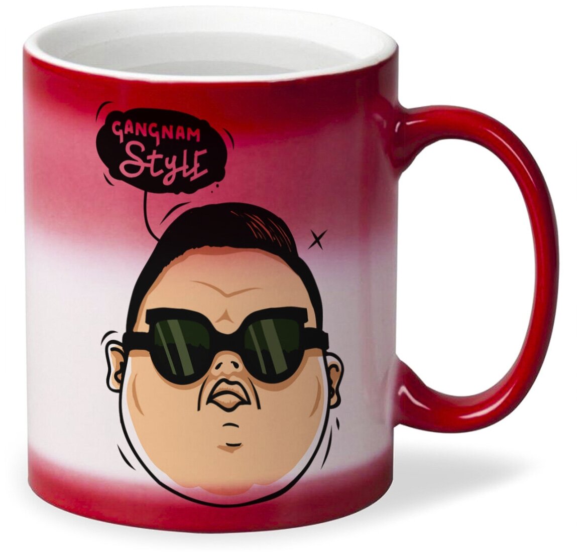 Кружка хамелеон красный CoolPodarok Прикол. Gangnam style