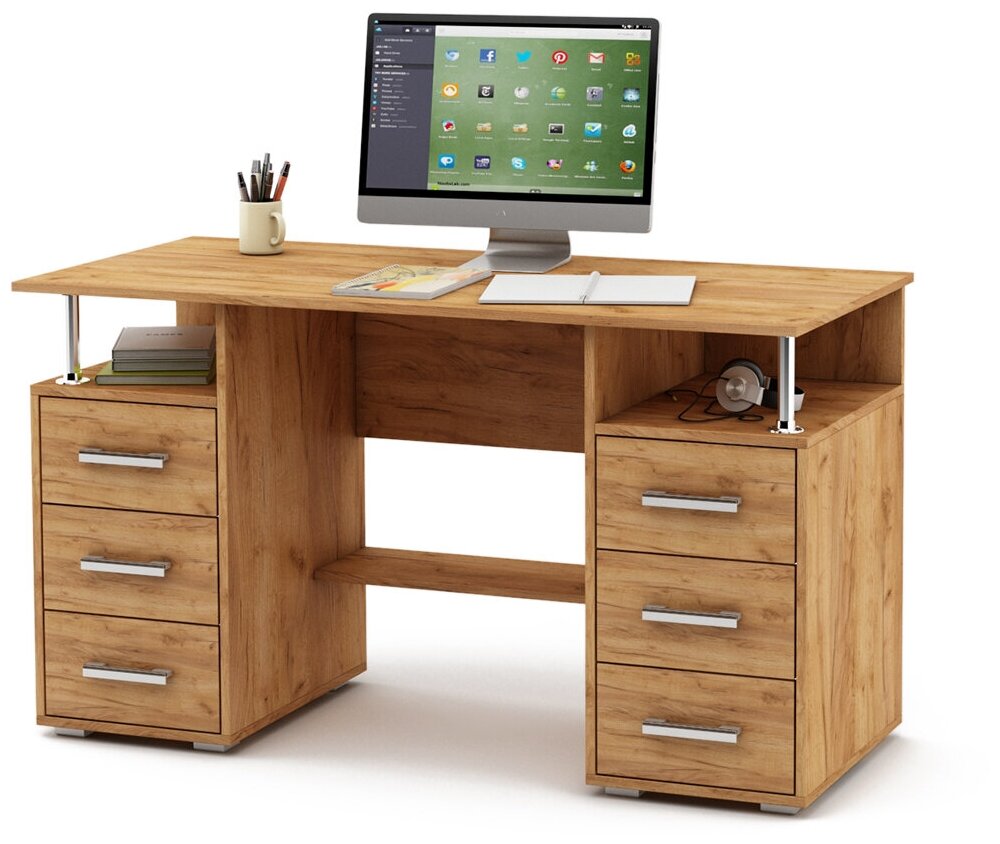 Стол компьютерный. письменный Амбер (Реал) 8, ширина 130 глубина 60 высота 75, ЛДСП