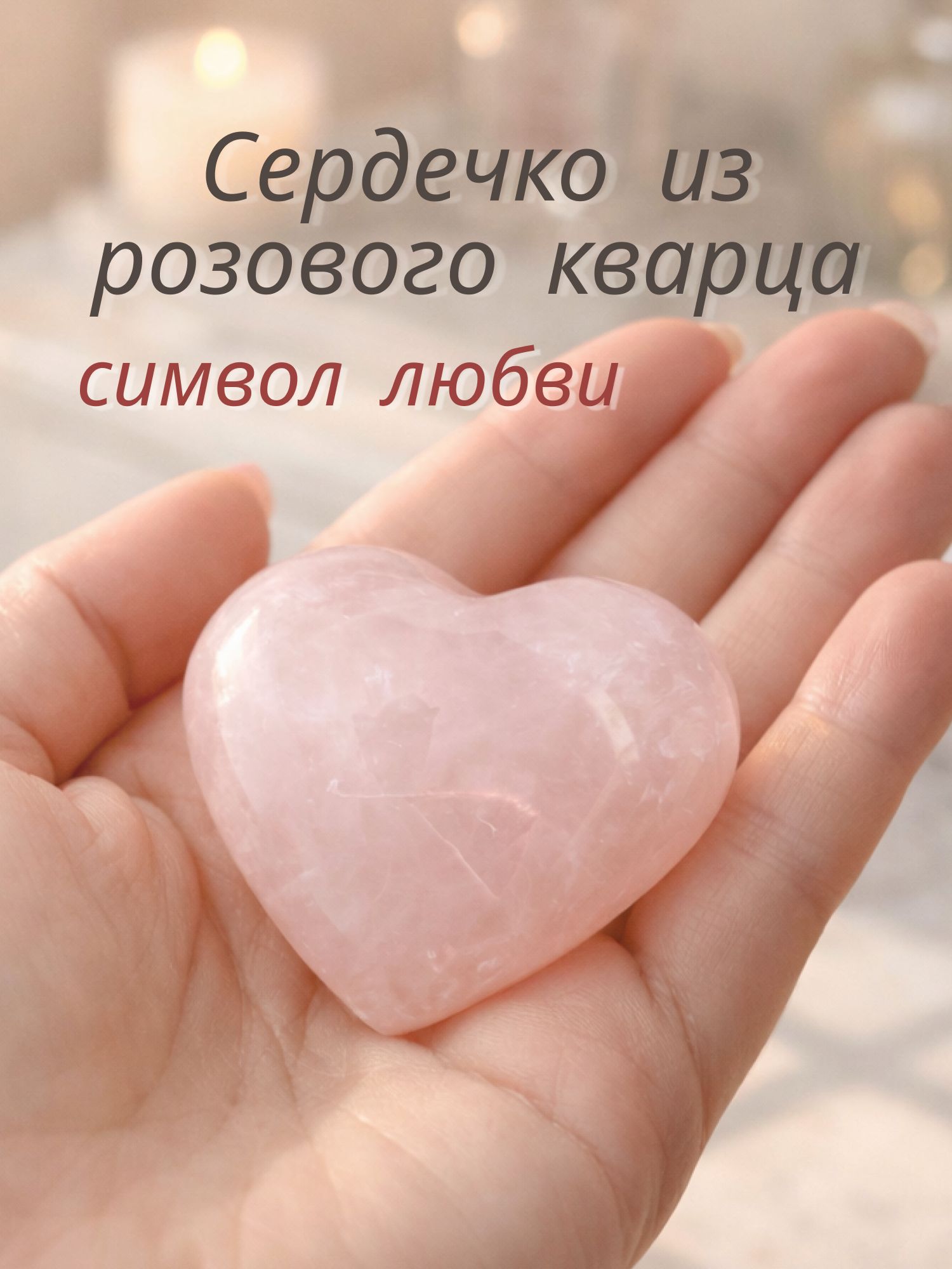 Розовый кварц натуральный сердце, сердечко из розового кварца в бархатном мешочке 40-50 мм / камень любви для медитации и декора / подарок женщине