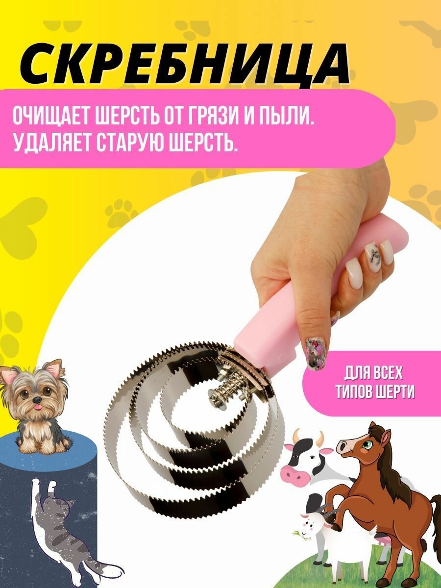 Sweethorse/Скребница для лошади двусторонняя металлическая, 23х10см