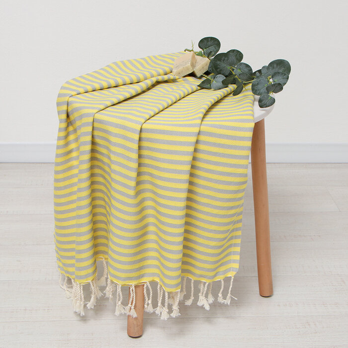 Пештемаль «Полосы» 100х180 см, жёлтый, 6840459