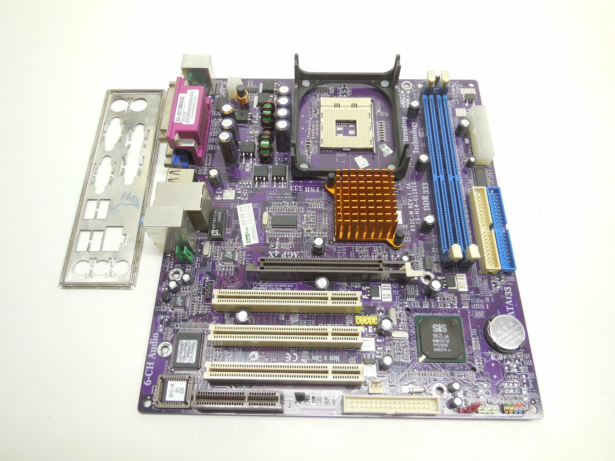 Материнская плата Socket 478 ECS 651C-M Rev. 1.0A (15-H14-011015) Чипсет: SiS 651С + SiS962L Частота шины: 400, 533 МГц