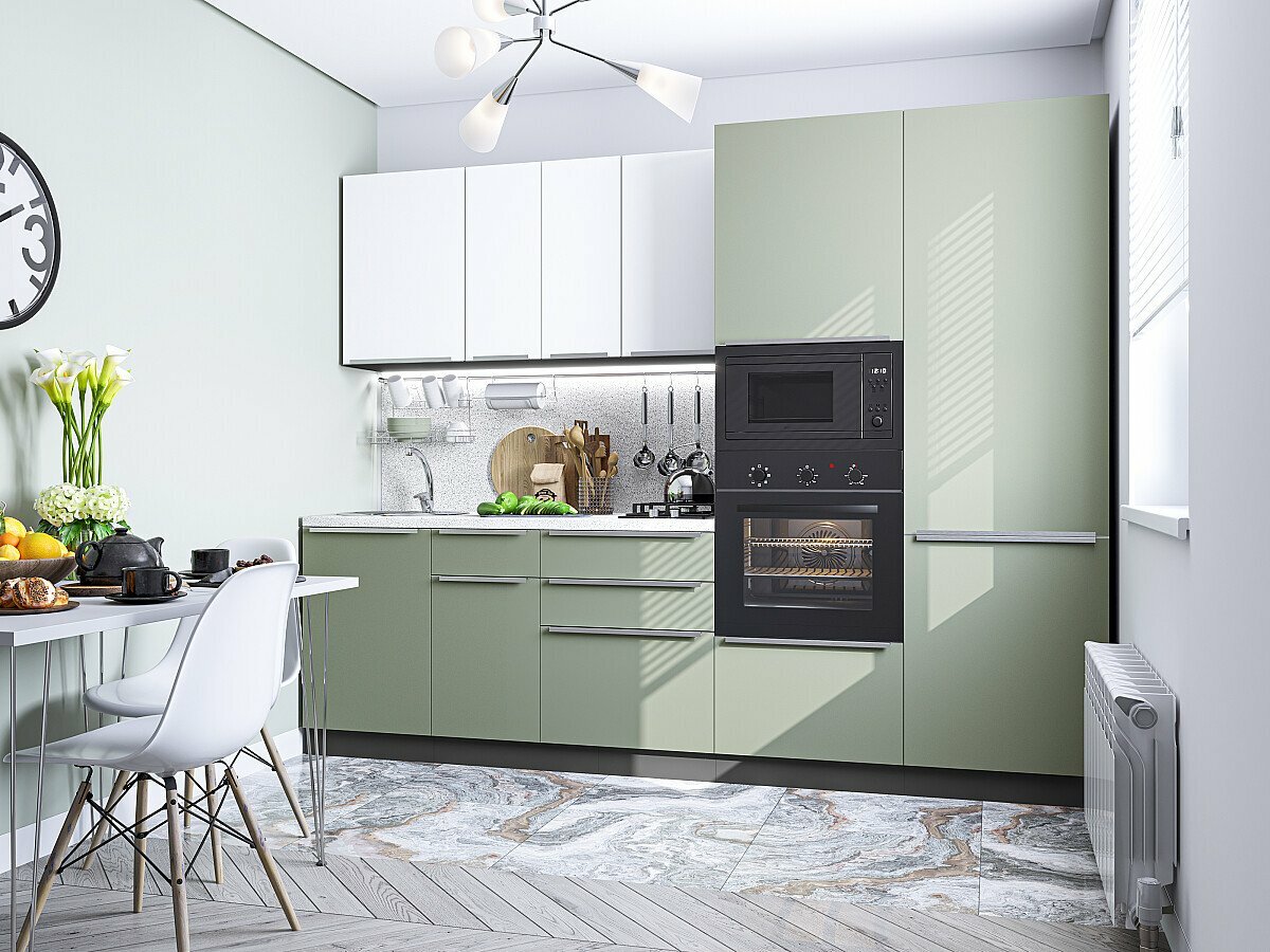 Кухня 2.7 метра Фьюжн-07 Готовый кухонный гарнитур кухня 2140*2700*600 Angel Silky Blue