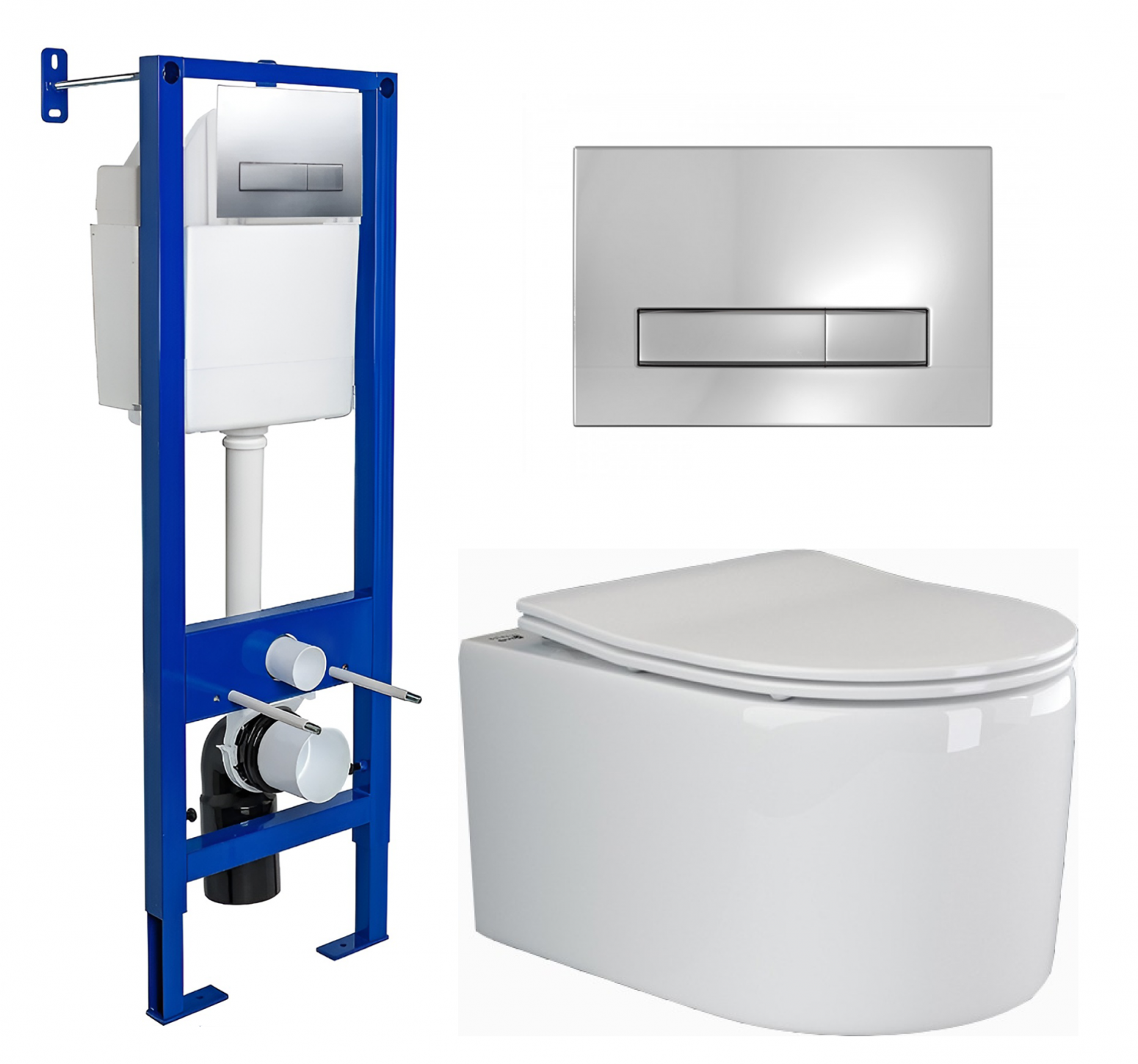 Комплект 3 в 1 инсталляция Berges Wasserhaus Atom Line 410 + Унитаз подвесной Ceramica Nova Moments CN3003 + кнопка хром