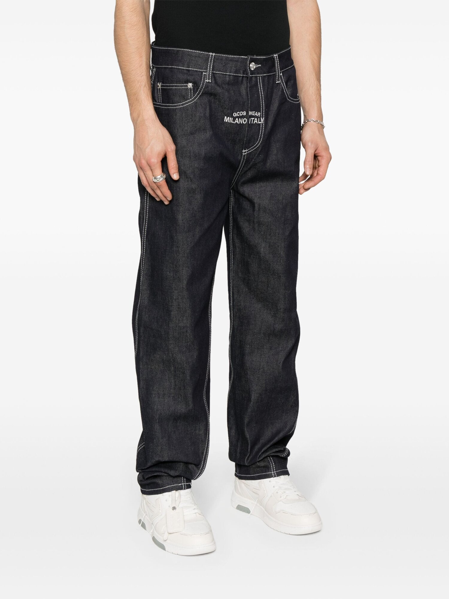 Джинсы GCDS Raw Denim Wide, размер 50, синий — фото 1