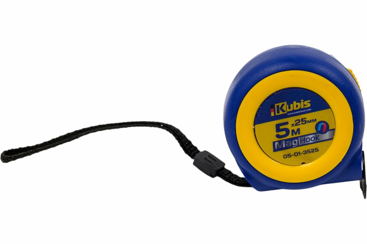 KUBIS Рулетка измерительная 5 м*25 мм, лента 25 мм, прочный корпус и точность