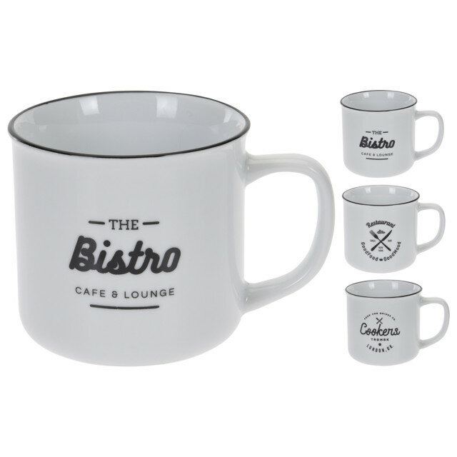 KOOPMAN Bistro кружка из фарфора на 320мл белого цвета посуда для чая и кофе 1шт