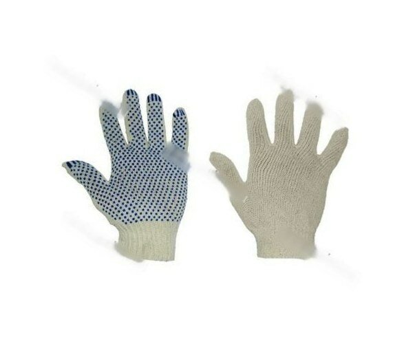 Перчатки х/б с пвх точка белые 10 класс