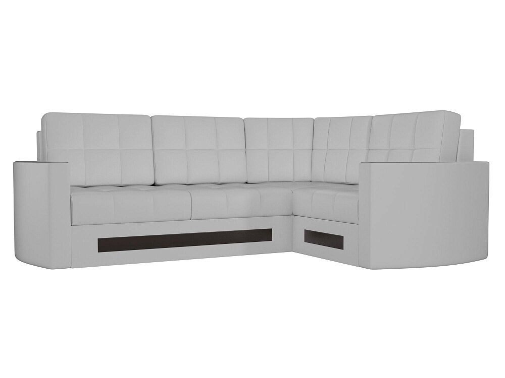 Угловой диван Белла Белый Экокожа, дельфин, 240х183х90 см, с ящиком для белья
