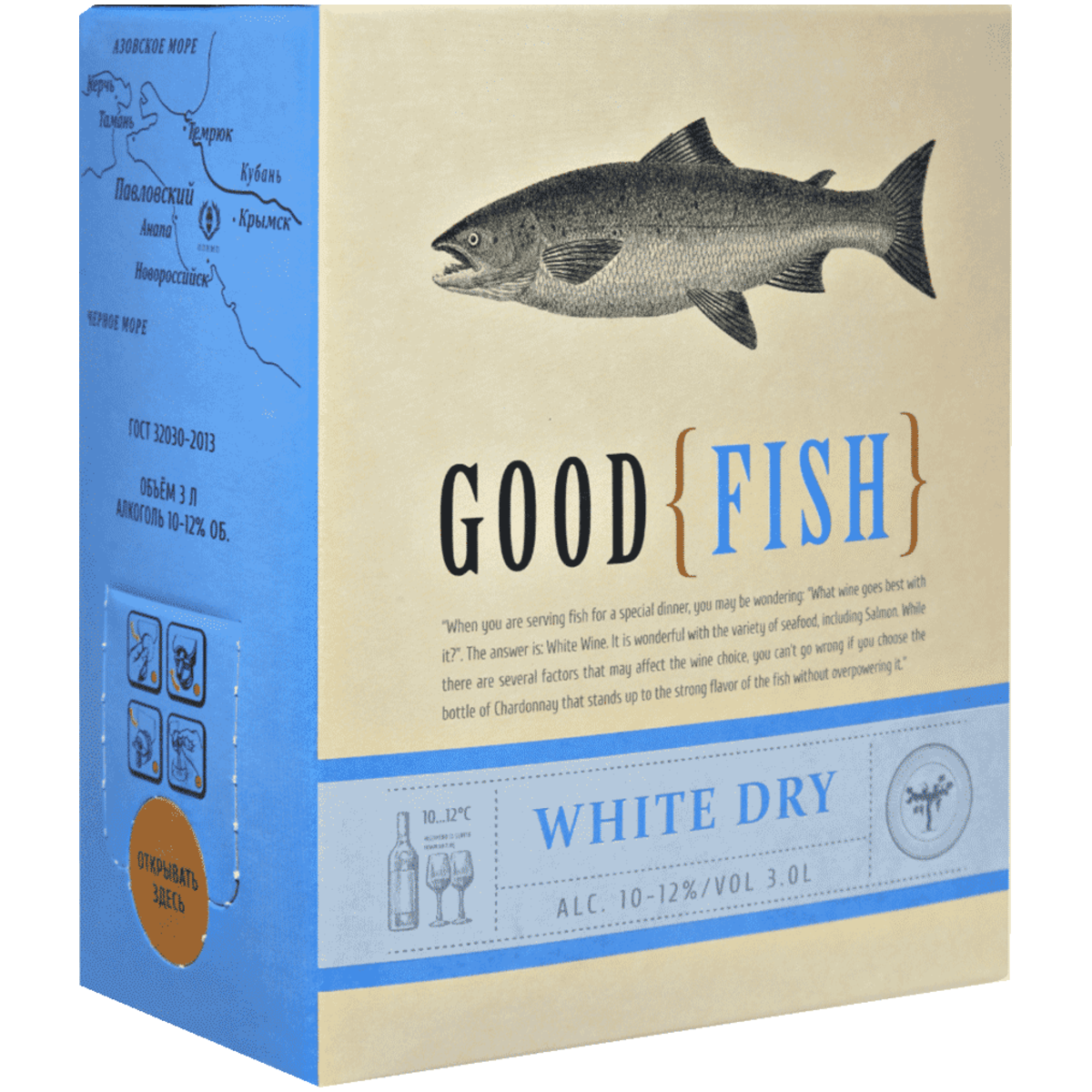 Вино Good Fish белое сухое 3 л bag-in-box