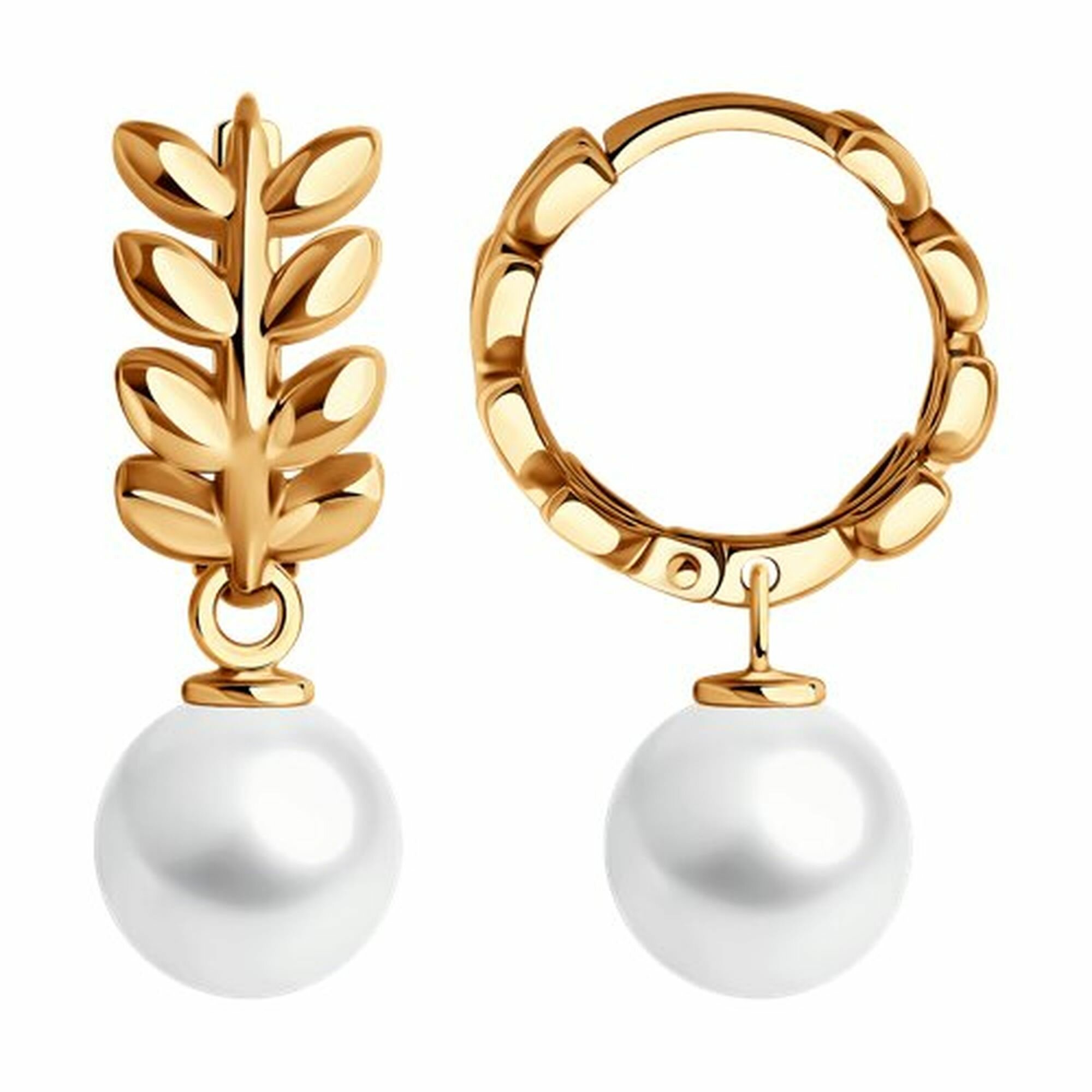 Серьги, красное золото, 585 проба, жемчуг