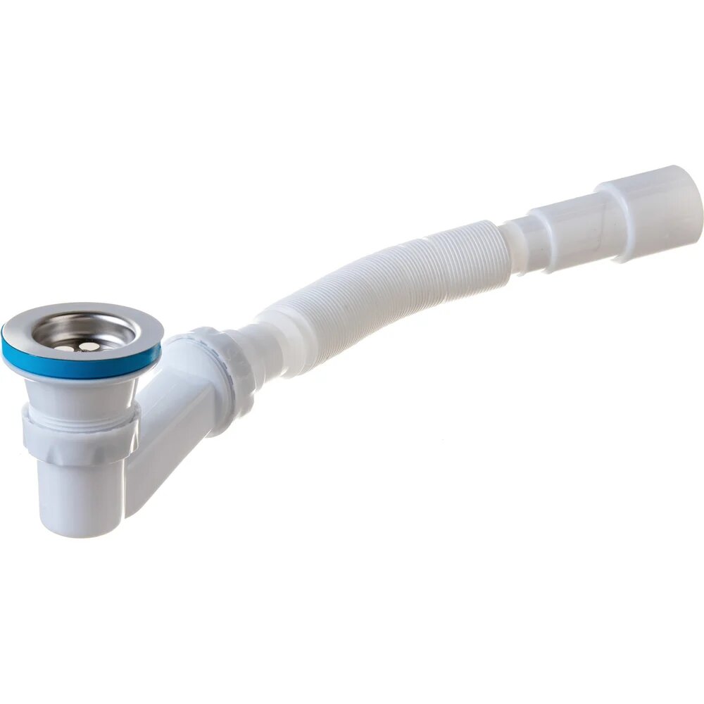 Сифон для душевого поддона AV Engineering выпуск D70 AVE129721, 50 мм, полипропиленовый с нержавеющей сталью, белый хром