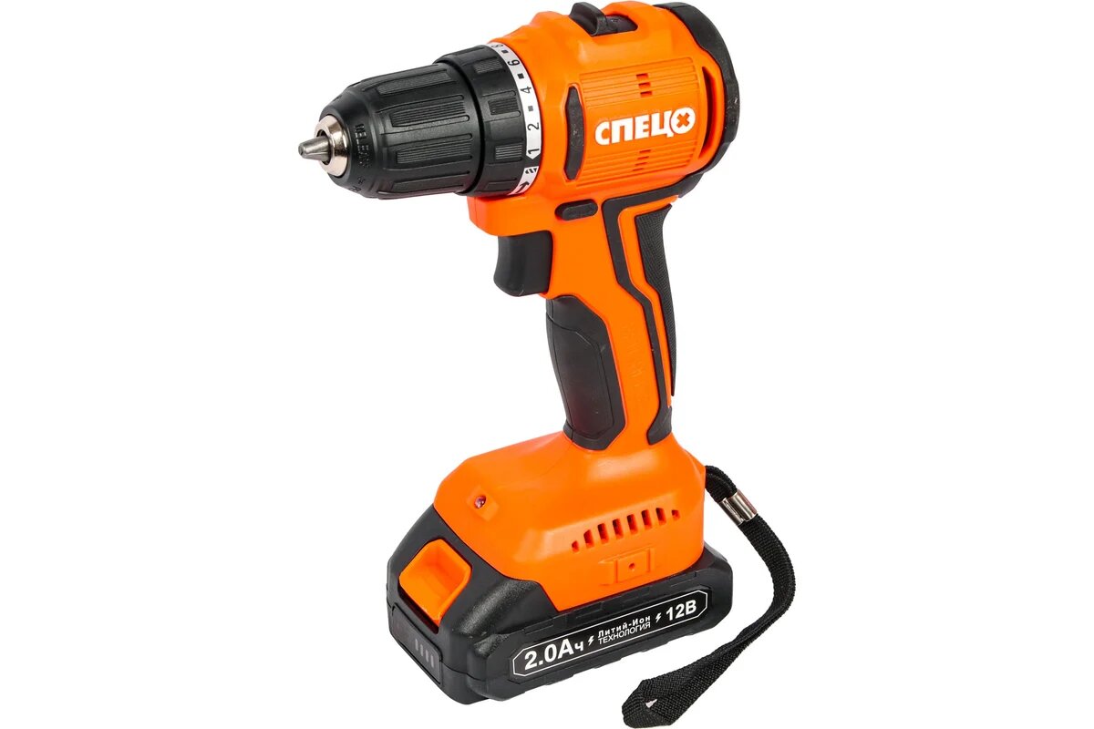 Спец Дрель аккум. БДА-12-Б, (бесщеточный двигатель) 3Д логотип, нов. дизайн, 12В,2аккум 2,0Ач, Ли-Ион, 0-450/0-1450об/мин,30Нм, реверс, регулир. момента, подсветка, зарядка 2 СПЕЦ-4121
