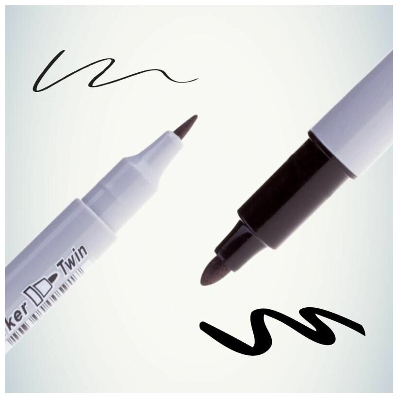 Маркер перманентный двухсторонний «Multi Marker Twin» 2мм/1мм пулевидный черн. Crown Б0048242