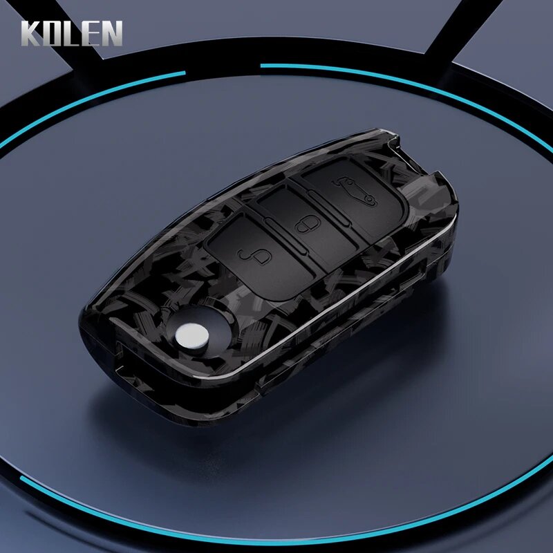 Чехол для автомобильного ключа из АБС-пластика из углеродного волокна для Ford Fiesta Focus 2 Ecosport Kuga Escape Falcon Territory B-Max C-Max Galaxy, аксессуары F-Carbon