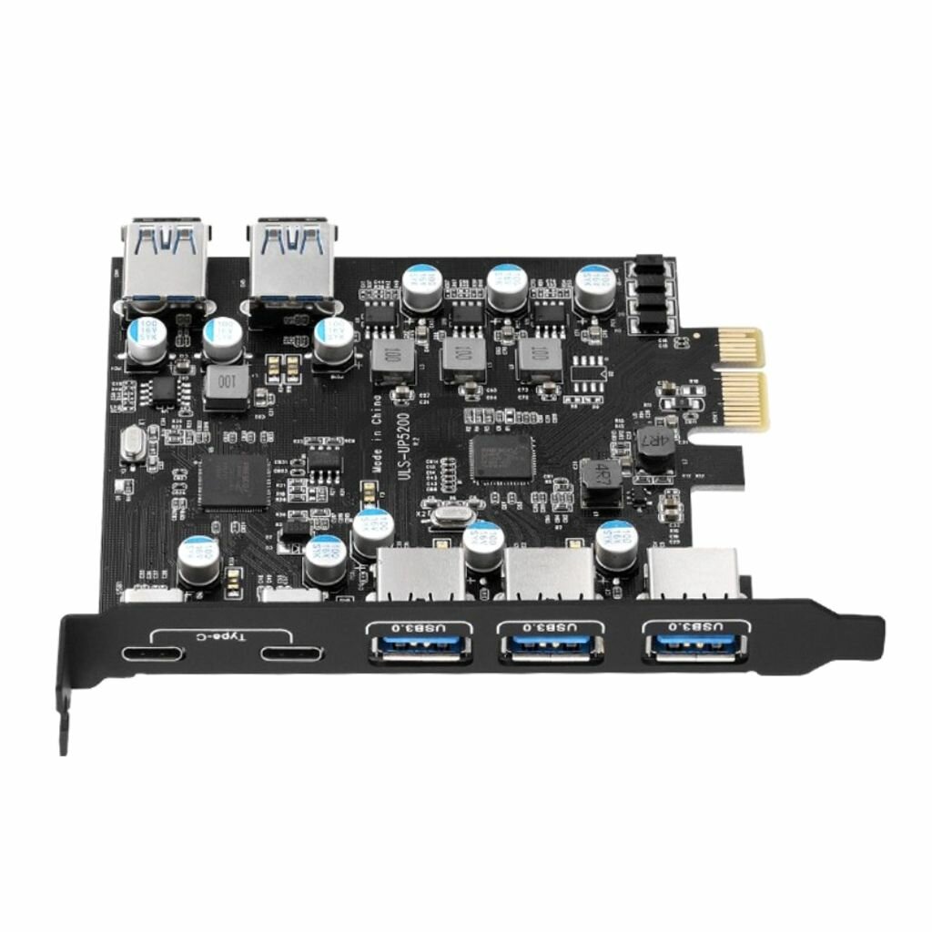 Карта расширения MyPads PCI-E с 7 портами USB 3.0 и 2 Type C 5 A с чипом FL1100