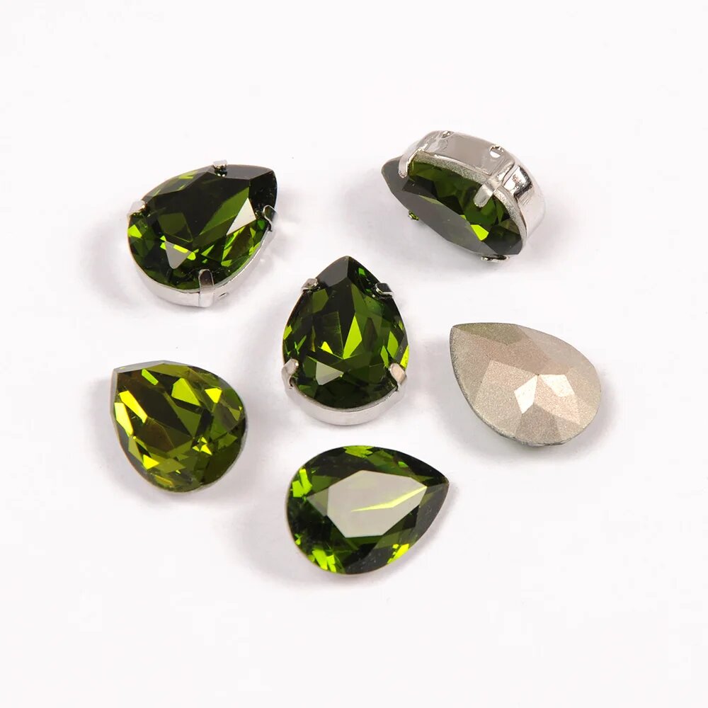 Стразы CTPA3bI грушевидной формы Without Setting, Изумрудный, 6x8mm-21pcs, Olivine