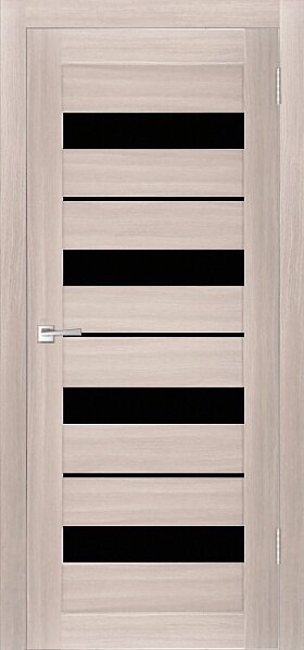 Межкомнатная Дверь Verda Х-5 Лиственница Кремовая со Стеклом Лакобель Чёрный 2000х600мм (Полотно 1шт) / Верда.