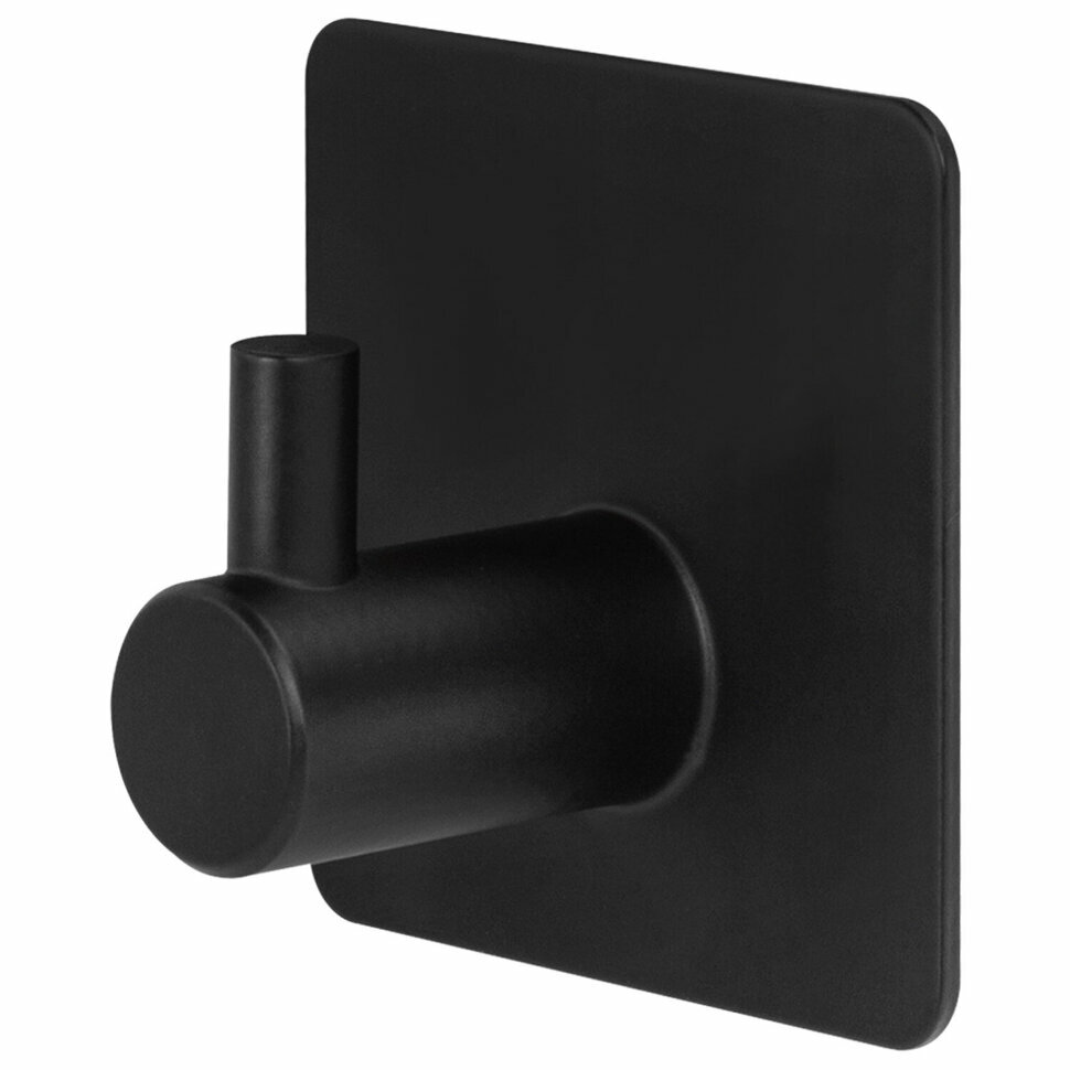 Крючки самоклеящиеся универсальные 4,5x4,5 см, комплект 4 шт, сталь, черные, LAIMA Home, 608786, 608786