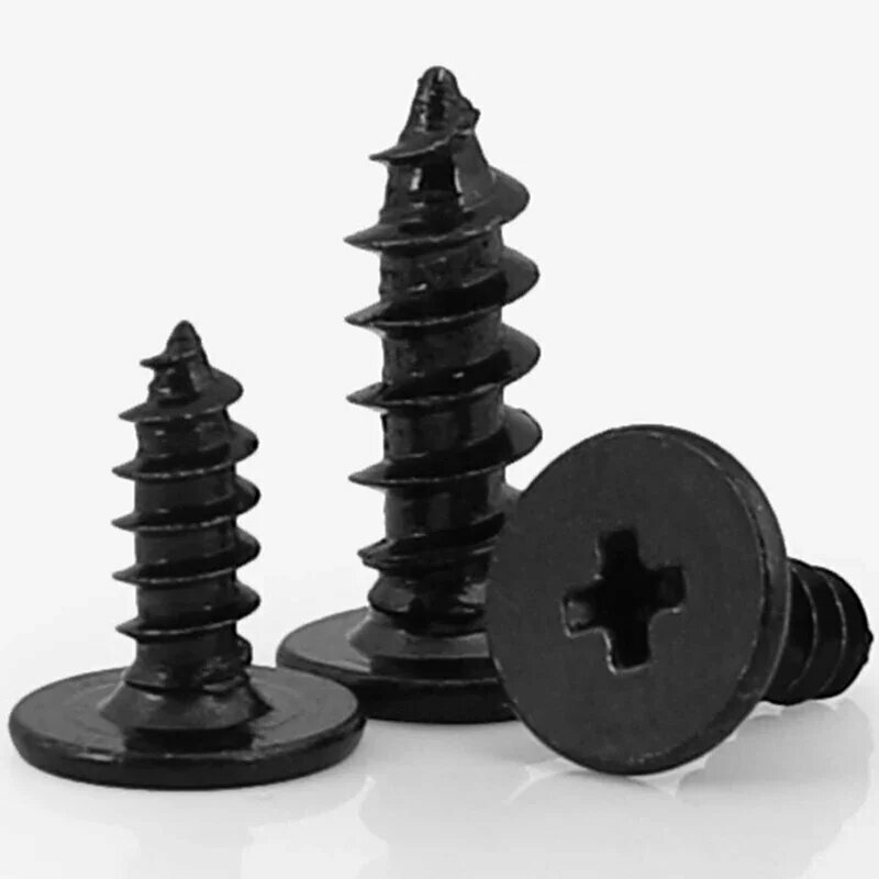 Саморезы из углеродистой стали M1.2 M1.4 M1.7 M2 M2.3 M2.6 M3 M3.5 M4 M2(100Pcs), Black, 6mm