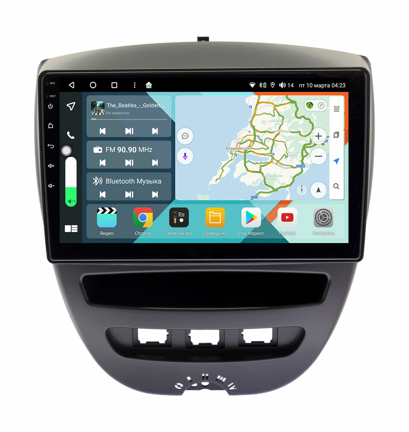 Магнитола Peugeot 107 2005 - 2012 9 дюймов, 4/64GB, 8 ядер, DSP, 4G, Android 10 / Wide Media