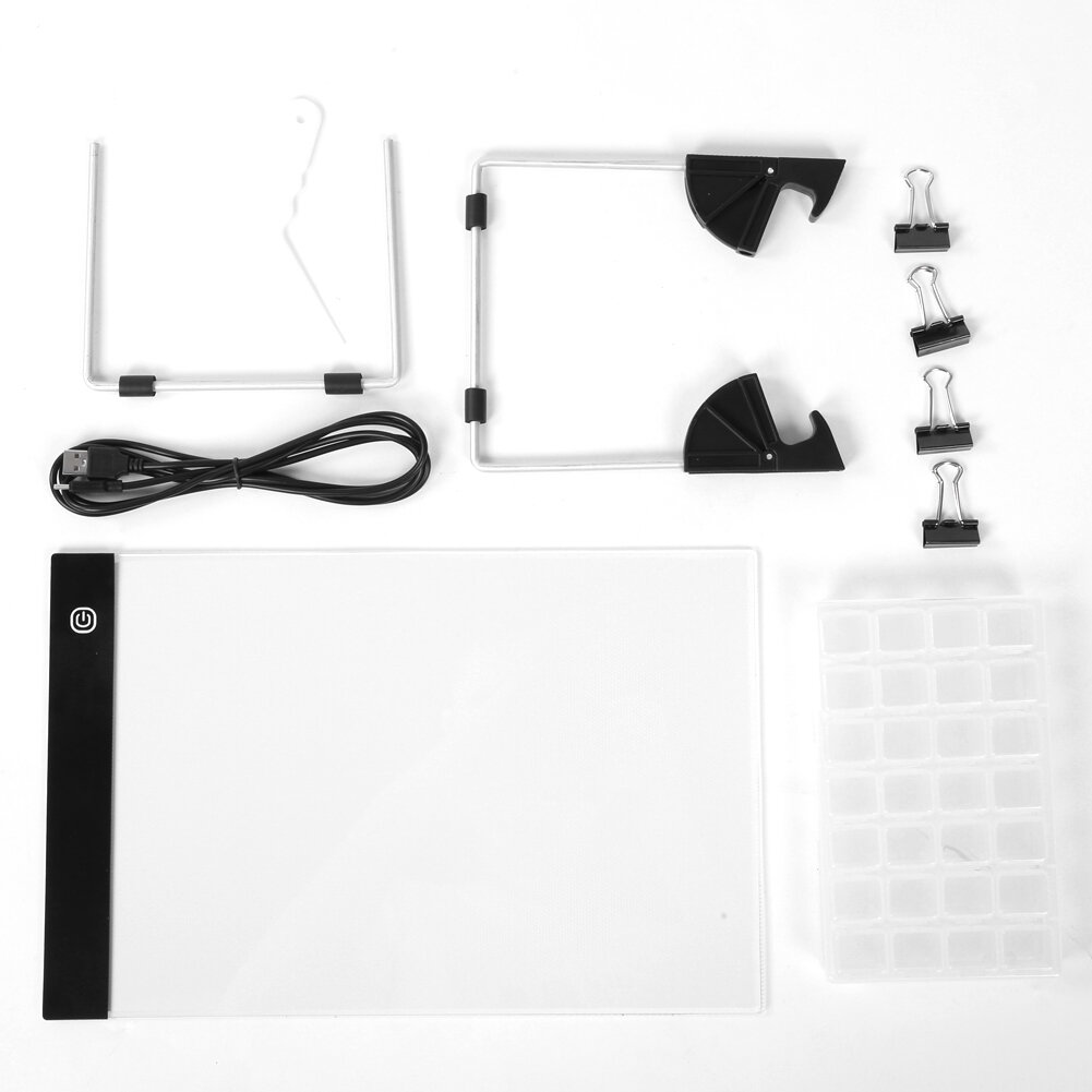 Набор из 6 предметов для алмазной живописи: светодиодная подсветка, светящаяся панель, набор для создания альбома-раскладушки формата А4.