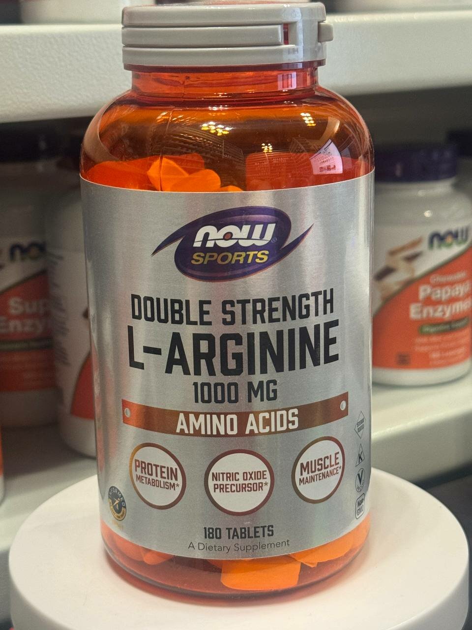 NOW L-Arginine 1000мг, Аргинин, 180 таблеток