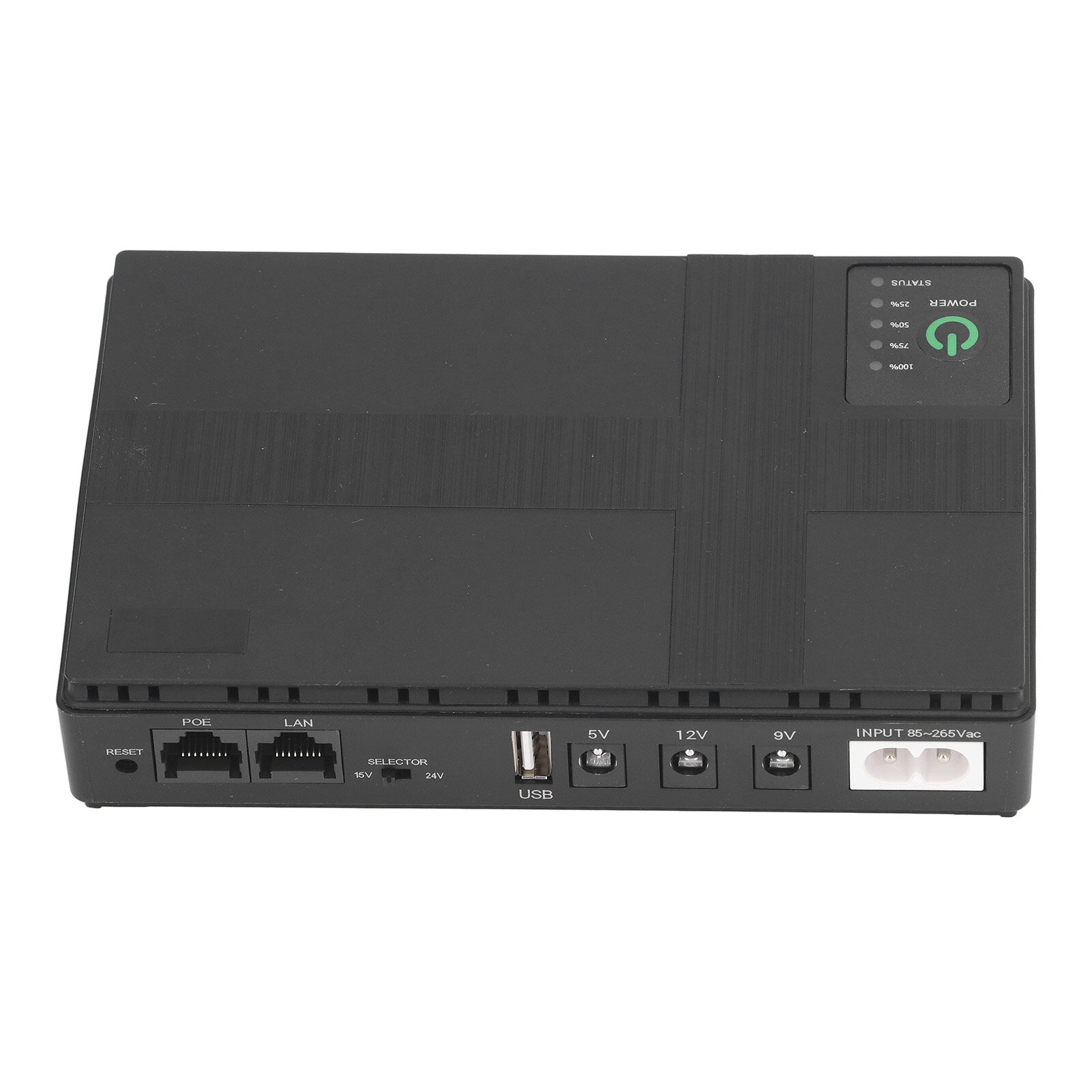 Mini UPS Battery Backup 10400mAh Батарейный Резерв для Камеры и Маршрутизатора, Бесперебойное Питание, 5V 2A USB, 5V 9V 12V DC Вход, 18W Максимальная Выходная Мощность, Сборка из 4 Батарей 2600mAh Каждая, Материал ABS и PC