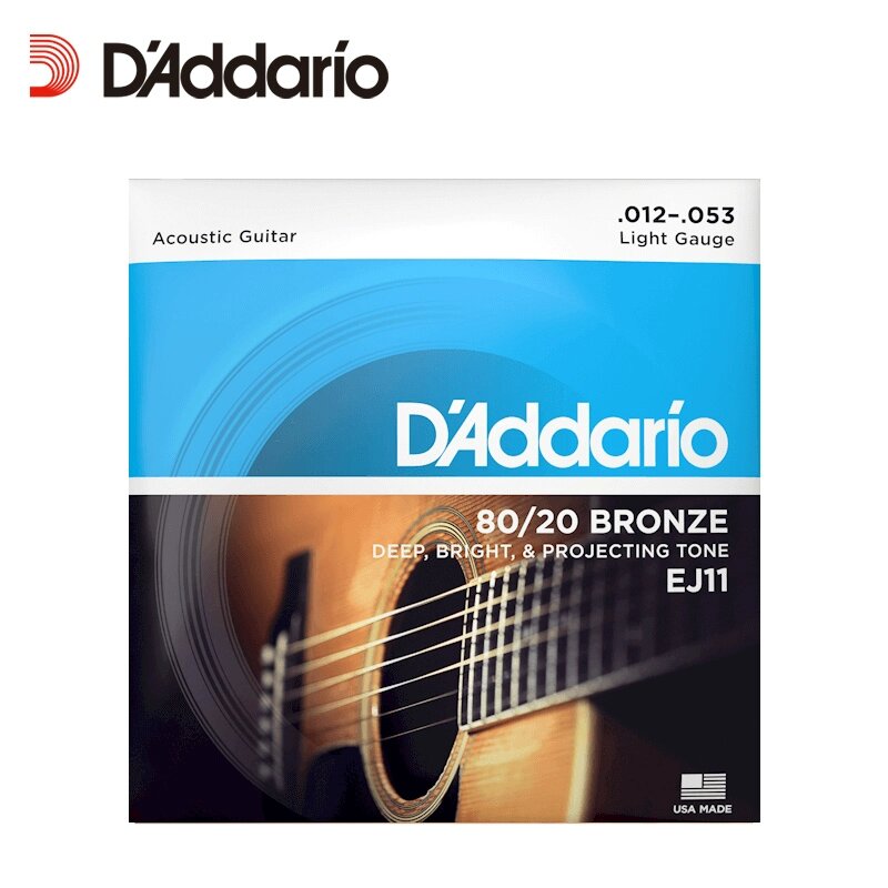 D'Addario EJ11 Струны с Бронзовой Покрытием для Акустической Гитары, Средний Калибр 0.012, Улучшенная Яркость для