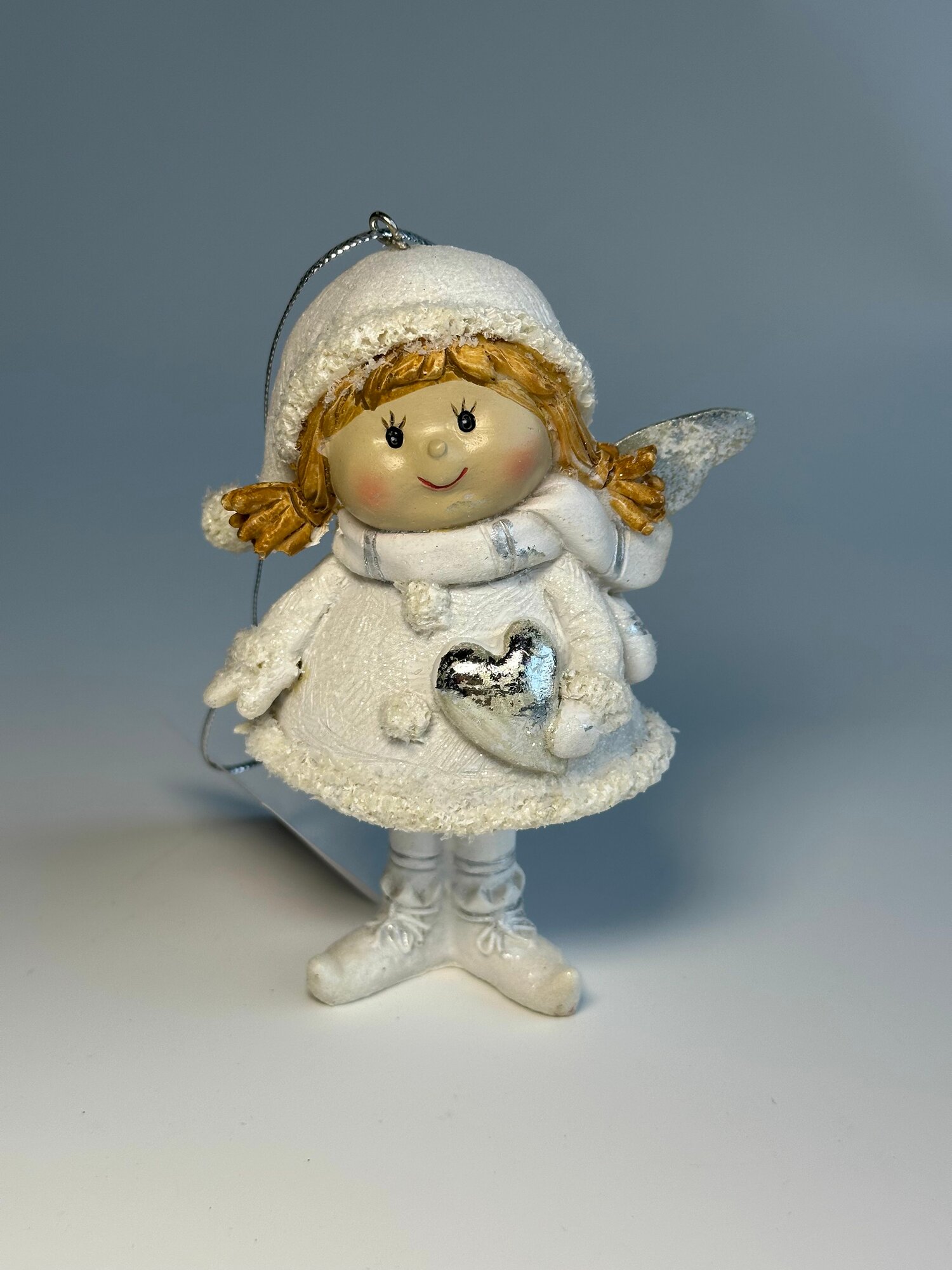 Подвесная фигурка на ёлку "Ангелочек с сердечком" 7,5х5х11.5см